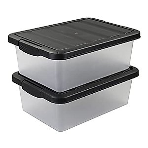 Obstnny 14 Quart Clear Storage Box, Plastic Bins for Storage with Lids, 2 Packs