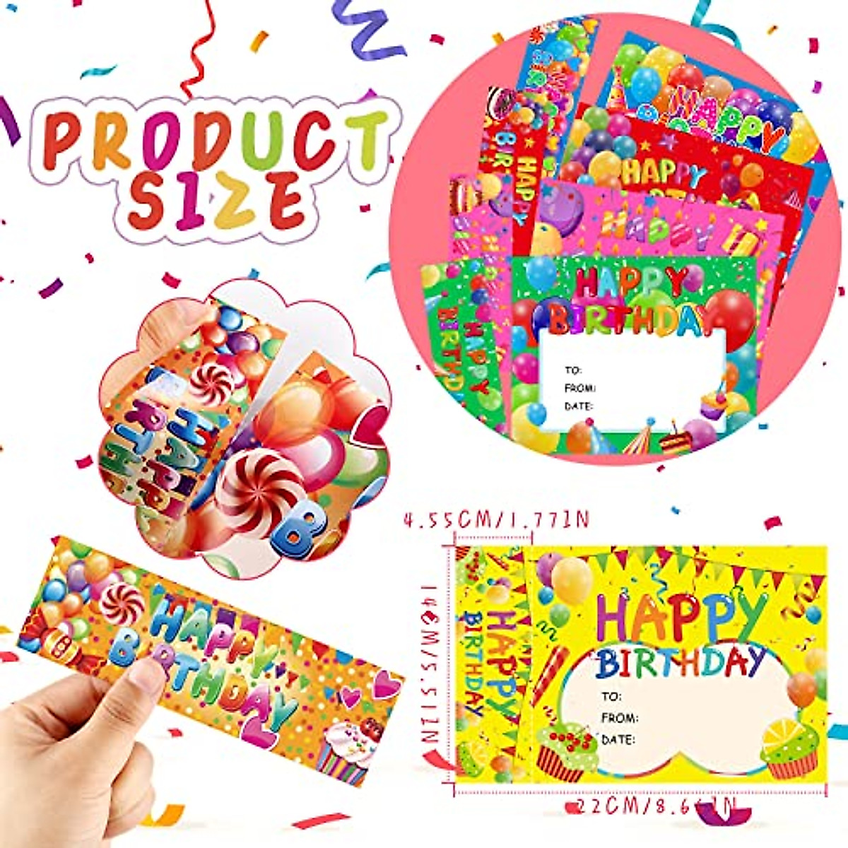 72 Pcs Happy Birthday Certificates for Kids Classroom Happy Birthday Bookmark Happy Birthday Cupcakes Cartoon Animal Bookmark Awards for Students Mini Reward Card, 12 Styles (Dessert)