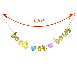 Starsgarden Glittery Gold Boots or Bows Gender Reveal Banner for Baby Shower Party, Baby Reveal Party Decorations- Girl Or Boy Announcement Sign