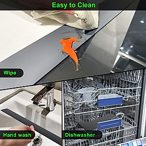 Silicone Stove Counter Gap Cover / Filler by Kindga 25" Long, Sealing Spills Between Kitchen Appliances Washing Machine and Stovetop, Set of 2 (Black)