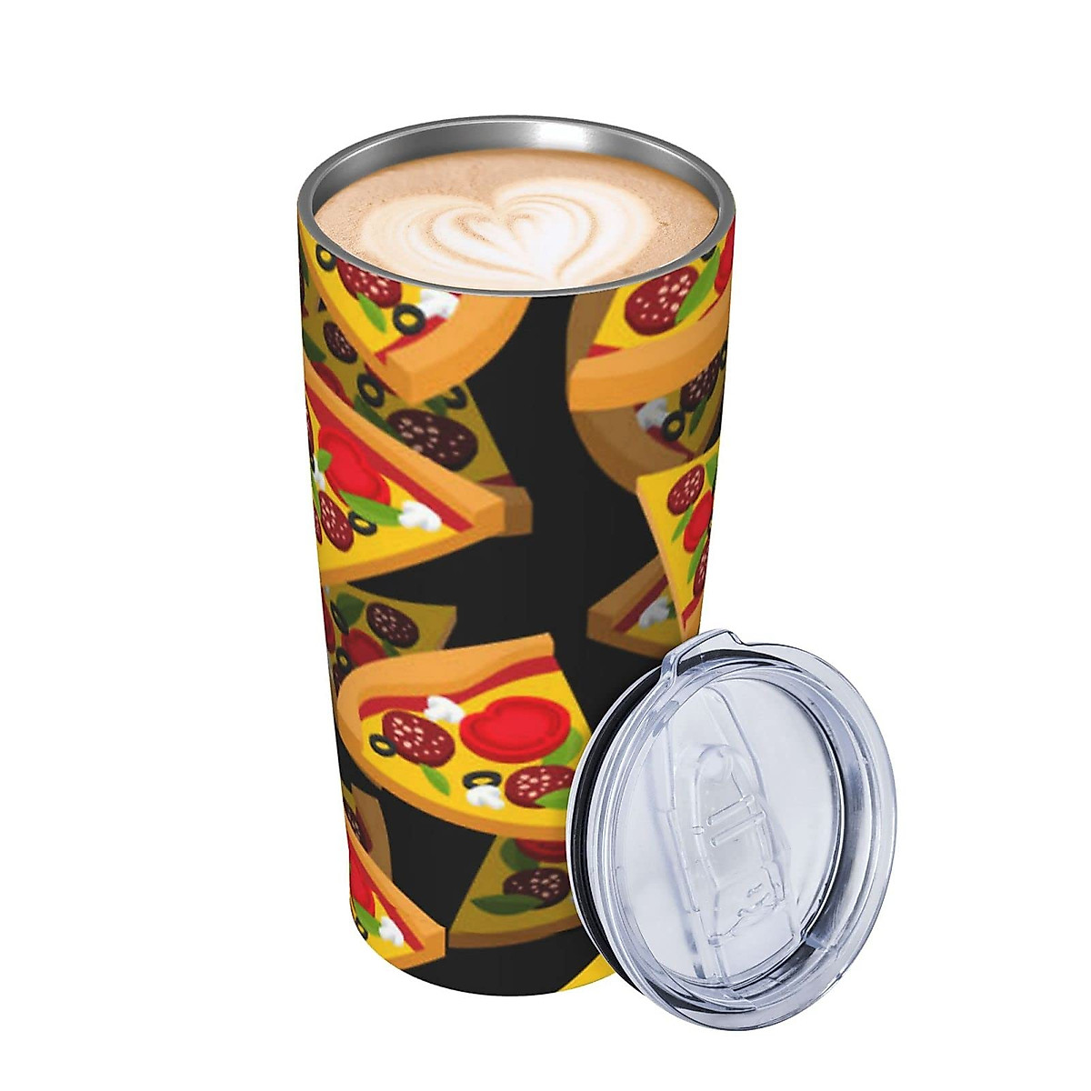 MORYEN 20 OZ Tumbler Double Wall Stainless Steel Cup Pizza 3D Printed Vacuum Insulated Coffee Cups Car Mug Home Office Travel
