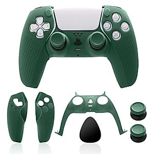 ECHZOVE PS5 Controller Accessories, PS5 Controller Skin, PS5 Controller Plate and PS5 Thumb Grips - Green