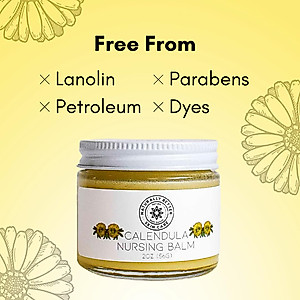 Calendula Nursing Balm - Lanolin-Free Herbal Salve for Soothing Sore or Cracked Nipples, All-Natural Nipple Butter, Plant-Derived Breastfeeding Cream, Handmade in USA by DAYSPA Body Basics