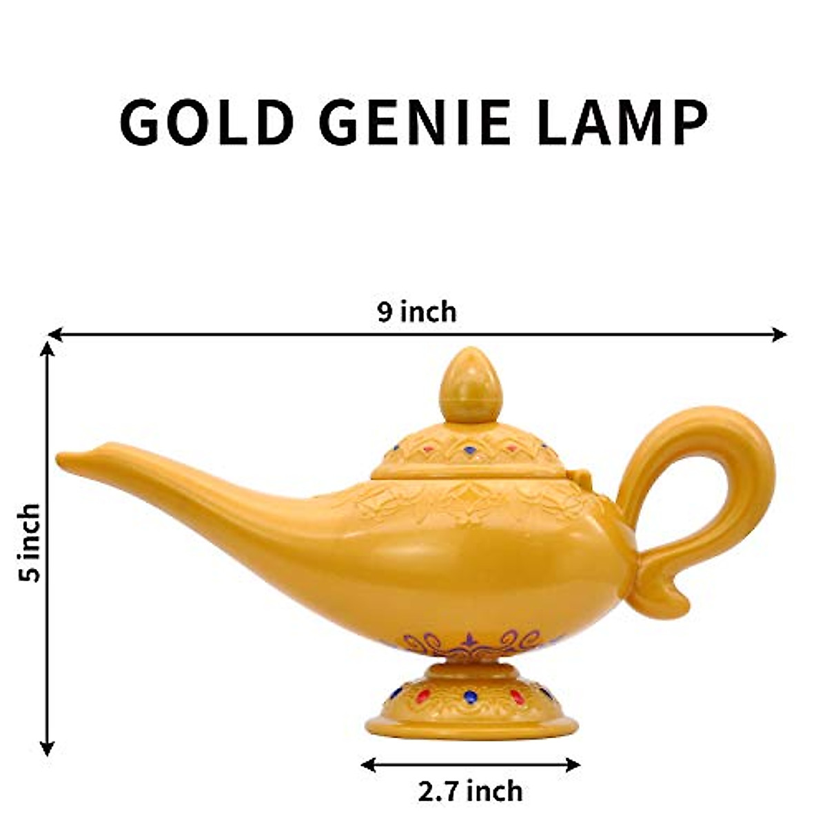 Spooktacular Creations Halloween Genie Lamp Costume Accessory Prop for Halloween Dress-up Party, Role Play, Cosplay, Holiday Decorations Gold