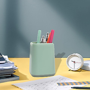 ZUFECY Pencil Holder, Pen Cup Makeup Brush Holder, Desktop Organizer Storage Case Scandinavian Design Stationery for School Home Office Supplies (Green)