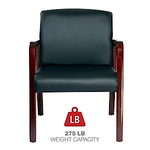 Alera ALERL4319M Alera Reception Lounge Series Guest Chair, Mahogany/black Leather