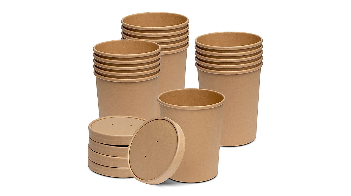 Comfy Package 32 oz Paper Food Containers - Durable & Vented Lids