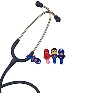 Pack 3 Stethoscope Charms Clip - Medical Gift (Super Heroes)