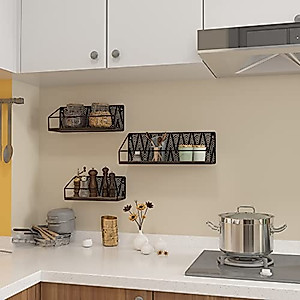 Edenseelake Floating Wall Shelves Set of 3, Cedar Pattern Wall Mounted Shelf for Bedroom, Living Room, Bathroom, Kitchen, Office