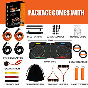 Push Up Board, Pushup Fitness Home Gym Workout Equipment, Multi-Functional 20 in 1 Workout Stands with Resistance Bands,Pilates Bar,Strength Training Equipment, Push Up Stands Handles for Perfect Pushups, Full Body Home Fitness Training for Men Women