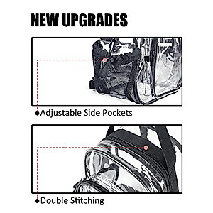 Fmeida Small Clear Backpack Stadium Approved Heavy Duty Clear Mini Backpack Transparent PVC See Through Bags for Concert Work Sport Games Concerts Security Travel