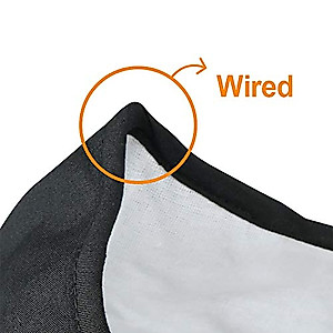 ililily Black Cotton Washable Nose Wired Face Mask Filter Pocket Wide Cover With Filter (Black)
