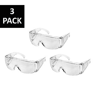 3 Pack | OTG Safety Glasses | Over Eyeglasses | Anti-Fog & Scratch Resistant | Impact & Scratch Resistant
