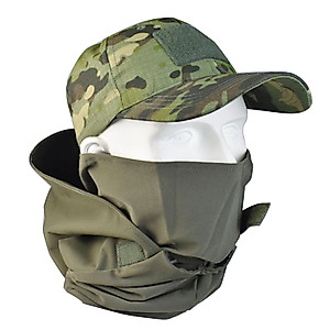 Airsoft mask Balaclava Ski Bike Full Face Mask and Tactical Cap, Full Head Wrap Warmer Tactical Hood Headgear for Hiking Cycling (Green)