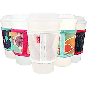 Coffee Cup Sleeves – Premium Neoprene Insulated Reusable Coffee & Tea Cup Sleeves – Best for 12oz-24oz Cups at Starbucks, McDonalds, Peets, Caribou Coffee (Assorted Patterns, 5 Pack)