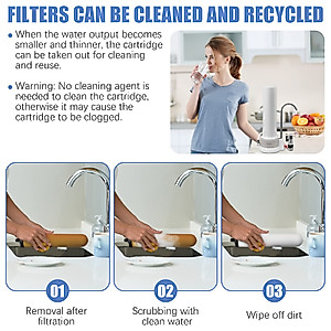 RUN.SE Countertop Water Filter System, Easy Install Water puriter, Sink Water Faucet, Alkaline Material Filter Machine (1 Filter Included)
