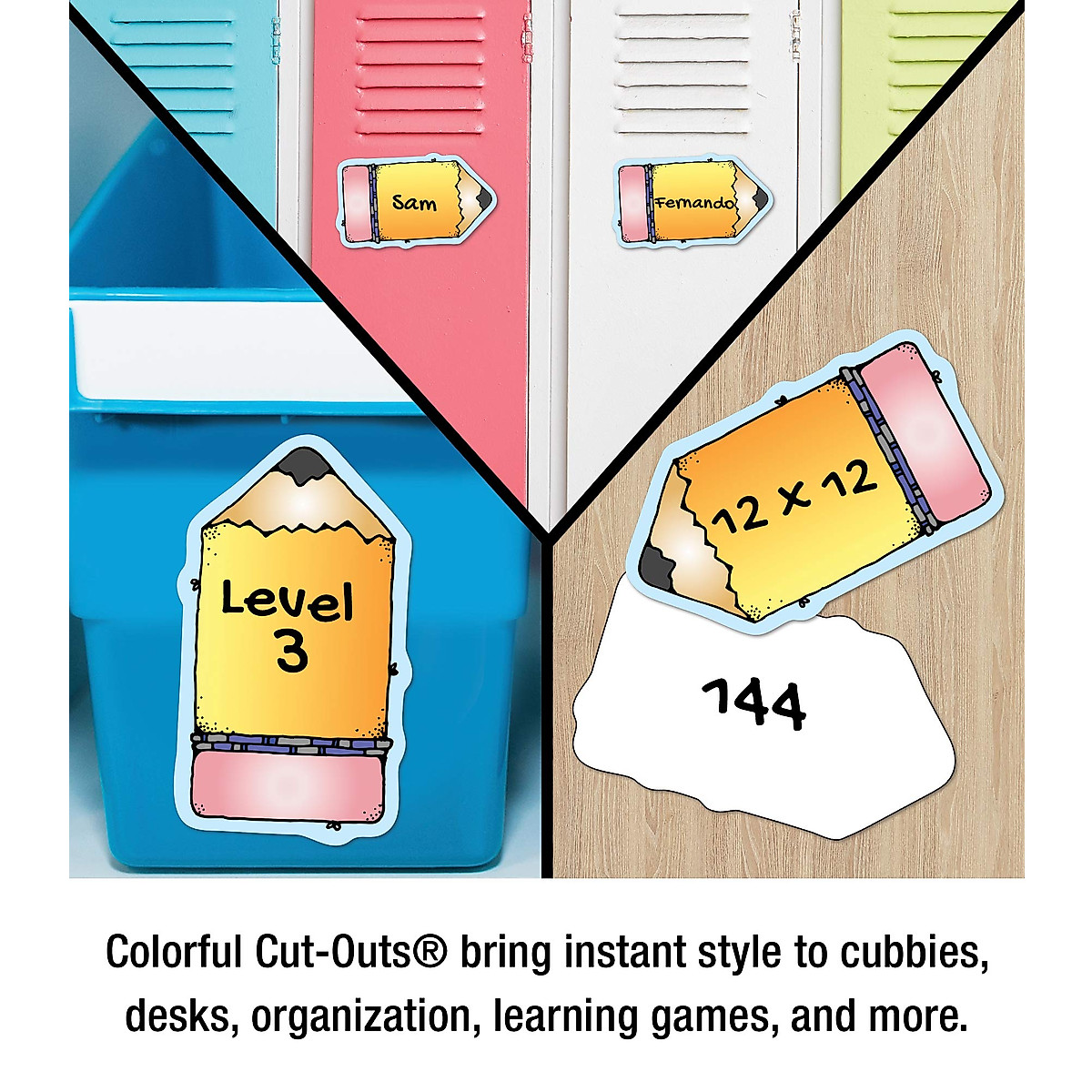 Carson Dellosa Chunky Pencils Cutouts, 36 Pencil Cutouts for Bulletin Board and Classroom Décor, Classroom Cut-Outs for Back to School, Bulletin Board Cutouts, Classroom Cutouts