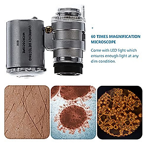 NUOBESTY 60X Mini Microscope ABS Plastic Pocket Magnifier Loupe Magnifying Glass with LED Light for Detecting Counterfeit Currency Jewelry