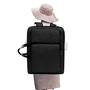 PENINSULA LOVE 8K Art Portfolio Carry Bag Waterproof Artist Portfolio Case Portable Artist Tote Bag Adjustable Art Supplies Storage Bag Canvas Carrying Case with Tote for Men Women (black)