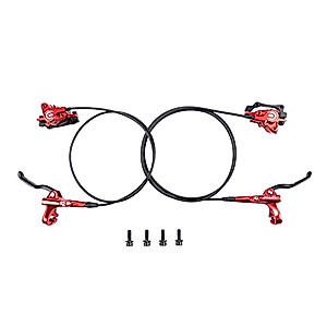 Cyclon MTB Hydraulic Disc Brakes Set, Black/Red Aluminum Alloy Hydraulic Brakes for Mountain Bike Left Front 1000mm Right Rear 1700mm Hydraulic Bicycle Brakes with is/PM Adapter Fit 160mm Rotor