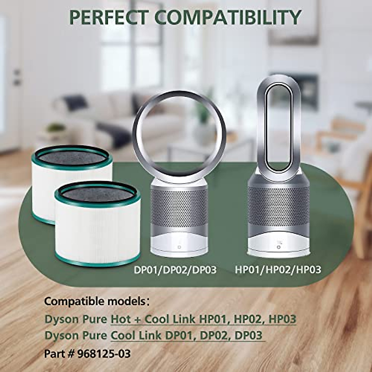 HP01 HP02 HEPA Filter Compatible with Dyson Desk Purifier, Dyson Pure Cool Link Desk DP01 DP02, Dyson Pure Hot + Cool Link HP01 HP02, Replaces Part # 968125-03