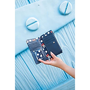 Loungefly Women's Disney Minnie Mouse Polka Dot Navy Zip-Around Wallet