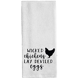 Kitchen Towels Wicked Chickens Lay Deviled Eggs Towels Dish Towels Dishcloths Washcloths Tablecloths Cottage Restaurant, Farmhouse Dining Table, Decorations White 14x30 Inch(35x75cm) Color:7