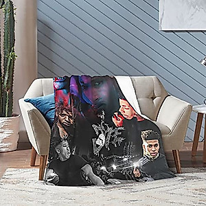 Nle Rapper Choppa Music Collage Throw Blanket Packable Classic Lightweight Blankets Decor for Bed Couch Living Room Travel Outdoor 80"X60"
