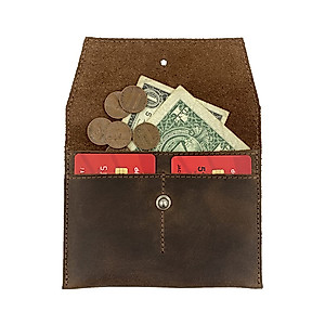 Heather's, Minimalist Wallet Handmade from Full Grain Leather - Durable Cash Organizer, Card Holder - Versatile Accessory for Everyday Use, Travel - Bourbon Brown