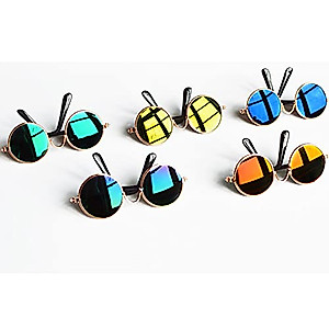 Funny Cat Sunglasses Dog Glasses Metal Retro Circular Glasses Puppy Pet Eyewear for Cosplay Costume Photos Props