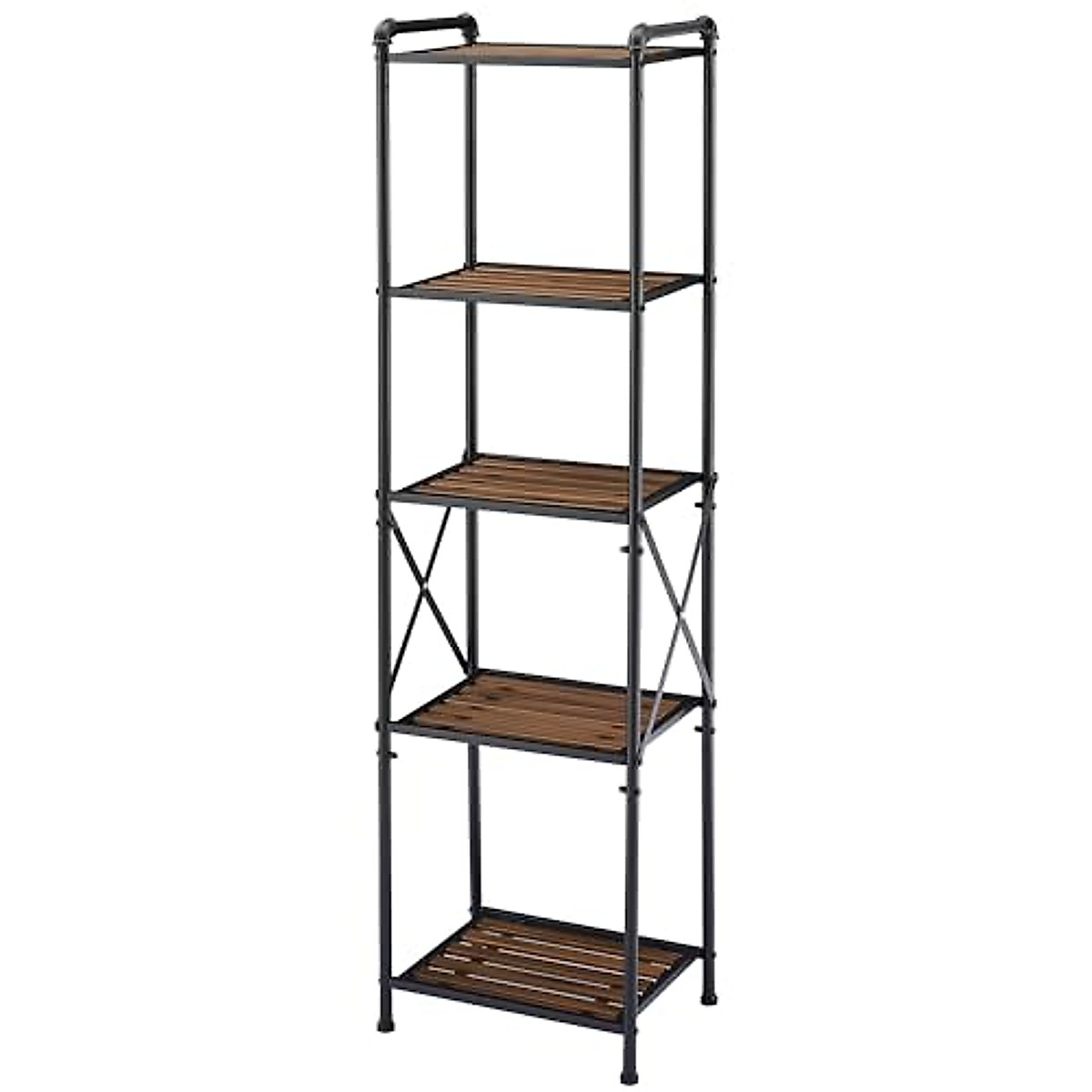 Tajsoon 5-Tier Storage Rack, Adjustable Shelving Unit Storage Shelves, Multipurpose Shelf Display Rack for Living Room, Kitchen, Bathroom, Balcony, Metal, Industrial Style/Black
