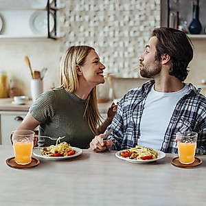 Gejoy 20 Pcs Wooden Coasters for Drinks 5 Inch Natural Acacia Wood Coaster Set Stackable Round Coasters Bulk for Coffee Tabletop Protection for Any Kind of Cups Housewarming Gifts Home Bar Table Decor