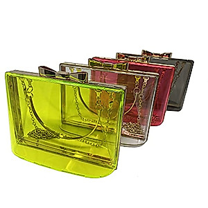 Cirilla Women Acrylic Transparent Evening Bag Clutch Purse with Bow-style lock for Wedding Cocktail Party Banquet (black)