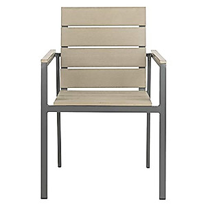 SAFAVIEH Outdoor Collection Beldan Distressed Taupe Stackable Chair (Set of 2)