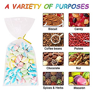 QTOP Cellophane Bags Cookie Bags Cellophane Treat Bags 3 Sizes 110 PCS cookie bags with Twist Ties for Birthday Party Favors, Valentines, Halloween, Christmas, Wedding（4x9.5 5x11 6x12 inches）