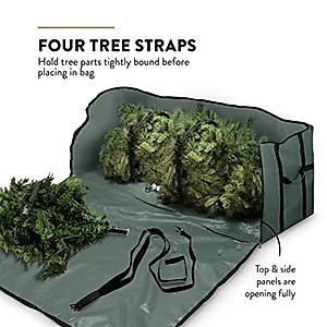 ZOBER Extra Wide Opening Christmas Tree Storage Bag - Fits Up to 9ft. Tall Artificial Disassembled Trees, Durable Straps & Reinforced Handles - Holiday Xmas, 600D Oxford Duffle Bag - 5-Year Warranty