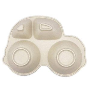 5 Piece Bamboo Dinnerware for Kids, Toddler, Car Plate and Bowl Set, Eco Friendly and Dishwasher Safe, Great Gift for Birthday, Baby Shower