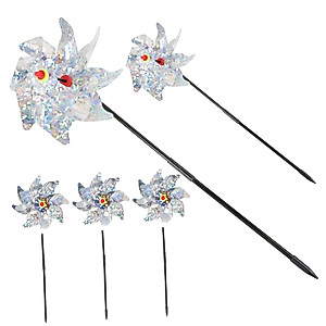 BESPORTBLE Reflective Windmill 20 Pcs Garden Windmill Garden Bird Fishpond Orchard Windmill Bird Windmill Reflective Pinwheels Prop to Rotate Plastic Bird Belt Outdoor