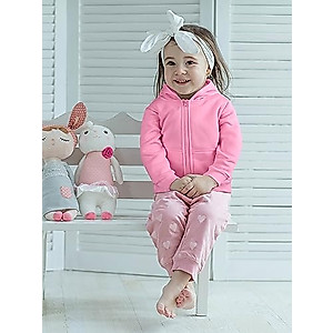 Cooraby 3 Pieces Baby and Toddler Girls Fleece Full-Zip Hoodies Lightweight Jacket with Pockets Winter Coat for Baby Girls