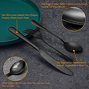 20 Piece Matte Black Silverware Set Service for 4,Stainless Steel Flatware Set,Kitchen Tableware Set,Cutlery Set for Home and Restaurant,Include Knife Fork Spoon Set,Satin Finish,Dishwasher Safe