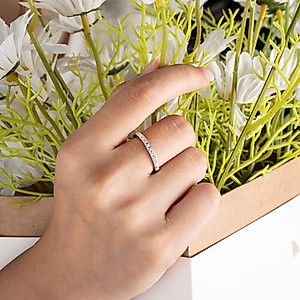 Ladylike Moissanite Wedding Band 18K White Gold Plated 925 Sterling Silver Wedding Rings 0.42ct D Color VVS1 Lab Created Diamond Half Eternity Wedding Band Stackable Ring for Women (8)