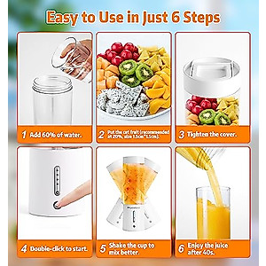 Portable Blender for Shakes and Smoothies, 20000rpm Ultra-Sharp 6 Blades Personal Mini Blender, 16 Oz BPA Free Mixing Juicer Rechargeable 4000mAh Electric Blender Bottles for Traveling, Gym, Office