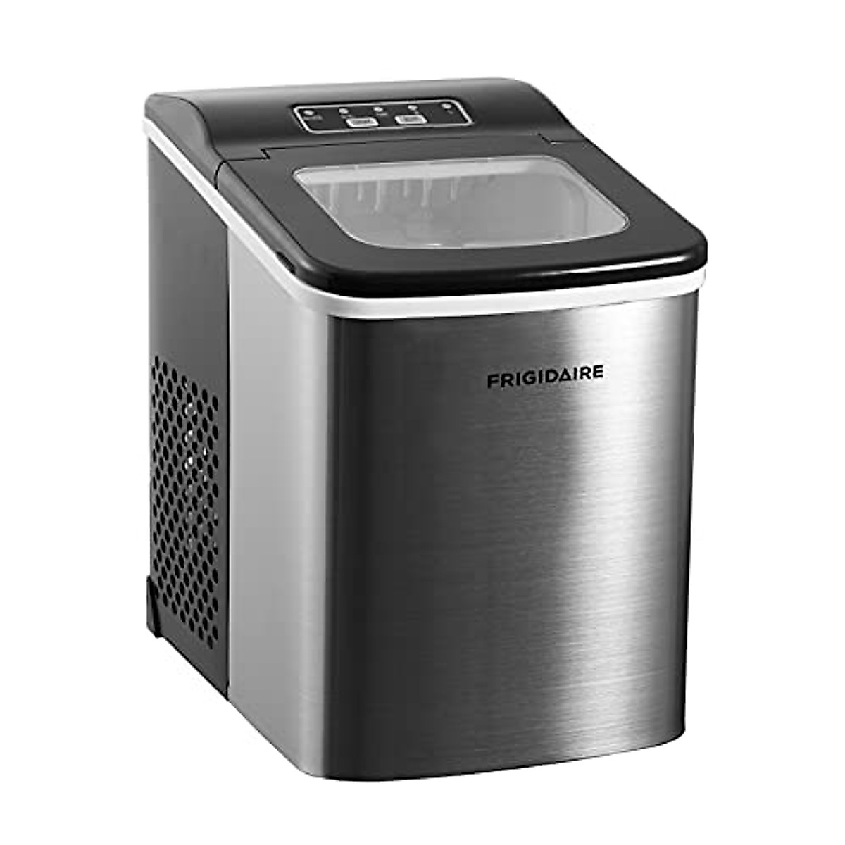 Frigidaire Compact Countertop Ice Maker, Makes 26 Lbs. Of Bullet Shaped Ice Cubes Per Day, Silver Stainless