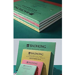 BAOHONG Artists' Watercolor Painting Block, Pack of 2, 40 Sheets 100% Cotton, Acid-Free, 140LB/300GSM, Cold Press Textured, Ideal for Watercolor Techniques, Colored Pencil and Pastel