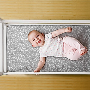 Dainteez - Baby Crib Sheet Set (2 Pack) | Super Snuggly All Natural Jersey Cotton Crib and Toddler Mattress Fitted Cover | Cute Gender Neutral Safari Grey Bedding Design | Great