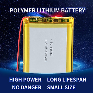 YTKavq 3.7V 3300mAh Battery 105060 Lithium Polymer Ion Rechargeable Li-ion Li-Po Battery with 2P PH 2.0mm Pitch Connector