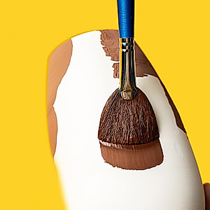 Fan Paint Brushes, Artist Fan Brush Acrylic Paint Brushes with Nylon Hair Long Wood Handle Large-Area Coloring Brush for Ceramic Painting, Gold line Drawing