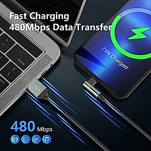 90 Degree iPhone Charger 6FT, [Apple MFi Certified] 3Pack Fast Charging Cables Cord,6Feet Right Angle Nylon Braided USB Lightning Cable for iPhone 14/13/12/11/Pro/Max/Mini/X/Plus/8/7/6/5S/SE/Plus/iPad