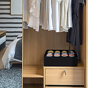 Joyoldelf Sock Drawer Organizer Divider Underwear Organizer 16-cell Fabric Dresser Drawer Organizers Storage Boxes for Socks, Lingerie, Handkerchiefs, Ties 2 Packs Black