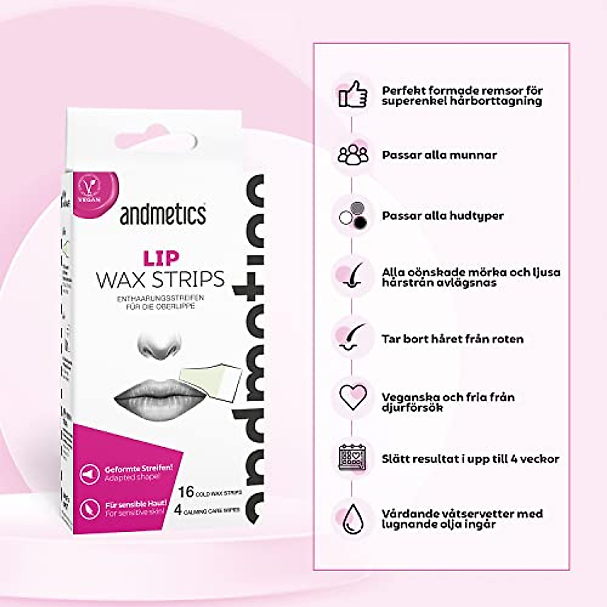 Andmetics Depilatory Strips for Women Lips